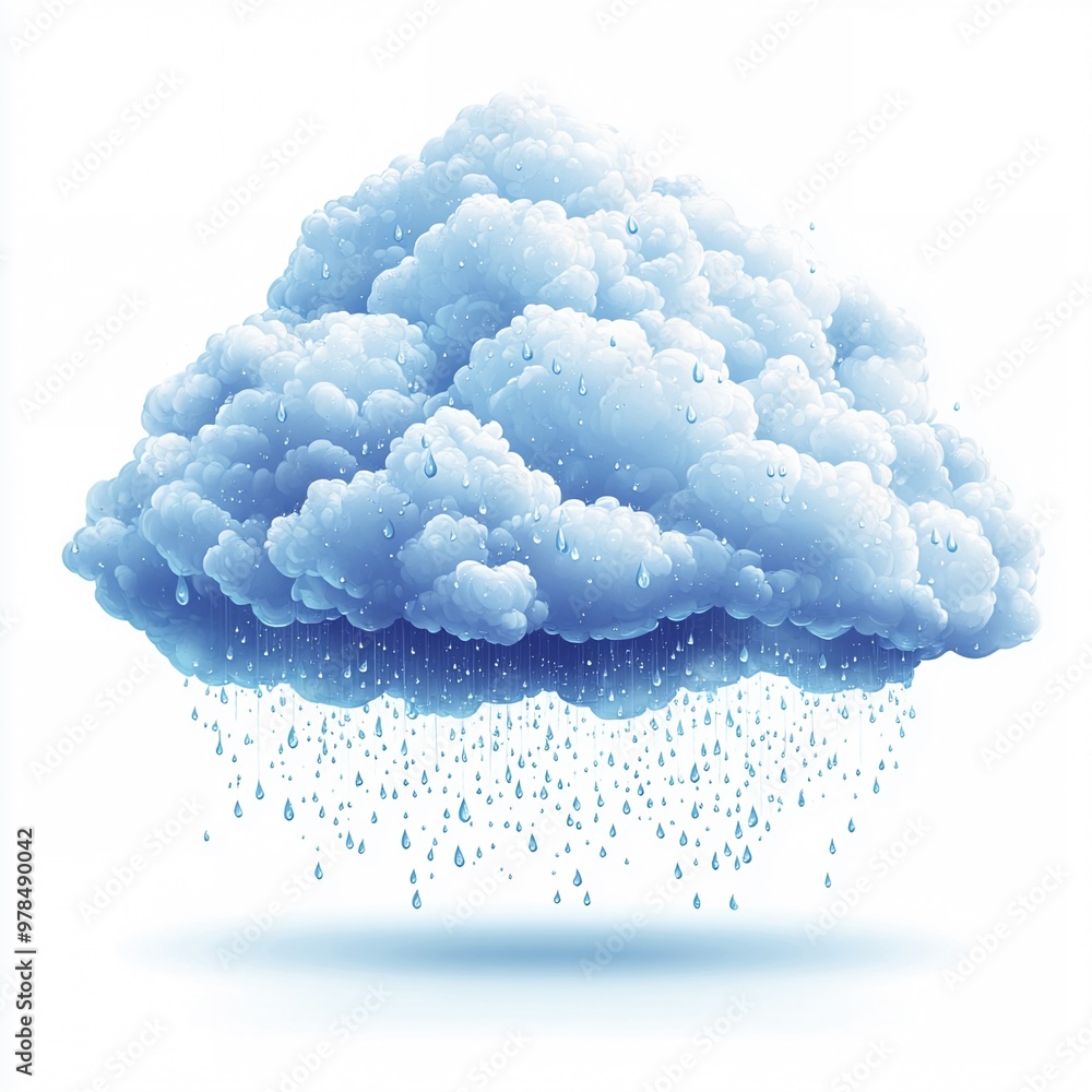 Raincloud: A fluffy, blue raincloud with raindrops falling from its ...