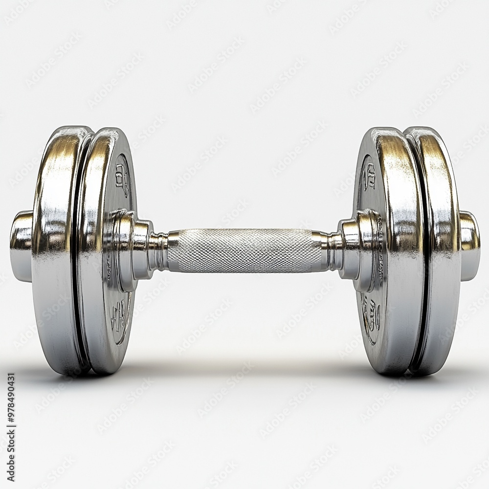 Chrome Dumbbell Powerhouse: A gleaming chrome dumbbell, ready to sculpt ...