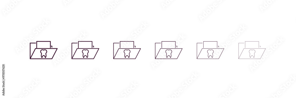 dental folder outline icon. Linear vector from dentist concept. 6 different line style dental ...