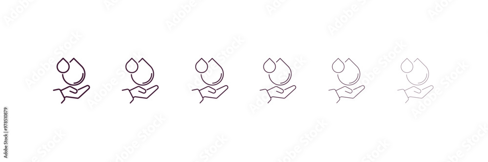 raindrop on a hand outline icon. Linear vector from ecology concept. 6 ...