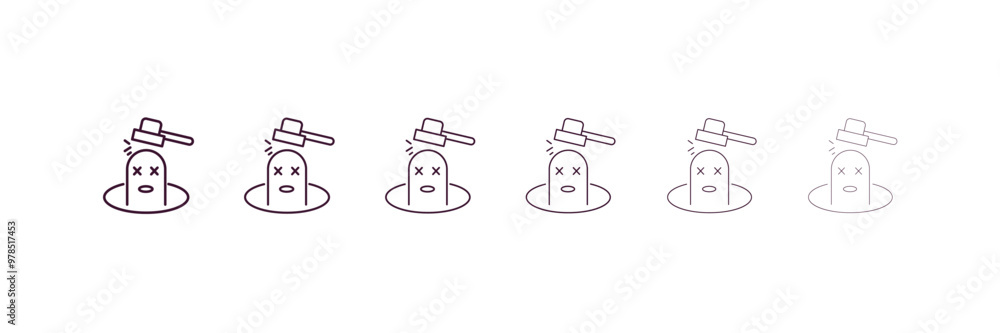 whack a mole outline icon. Linear vector from entertainment concept. 6 different line style ...
