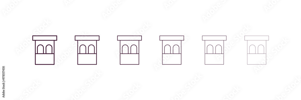 ticket booth outline icon. Linear vector from entertainment concept. 6 different line style ...