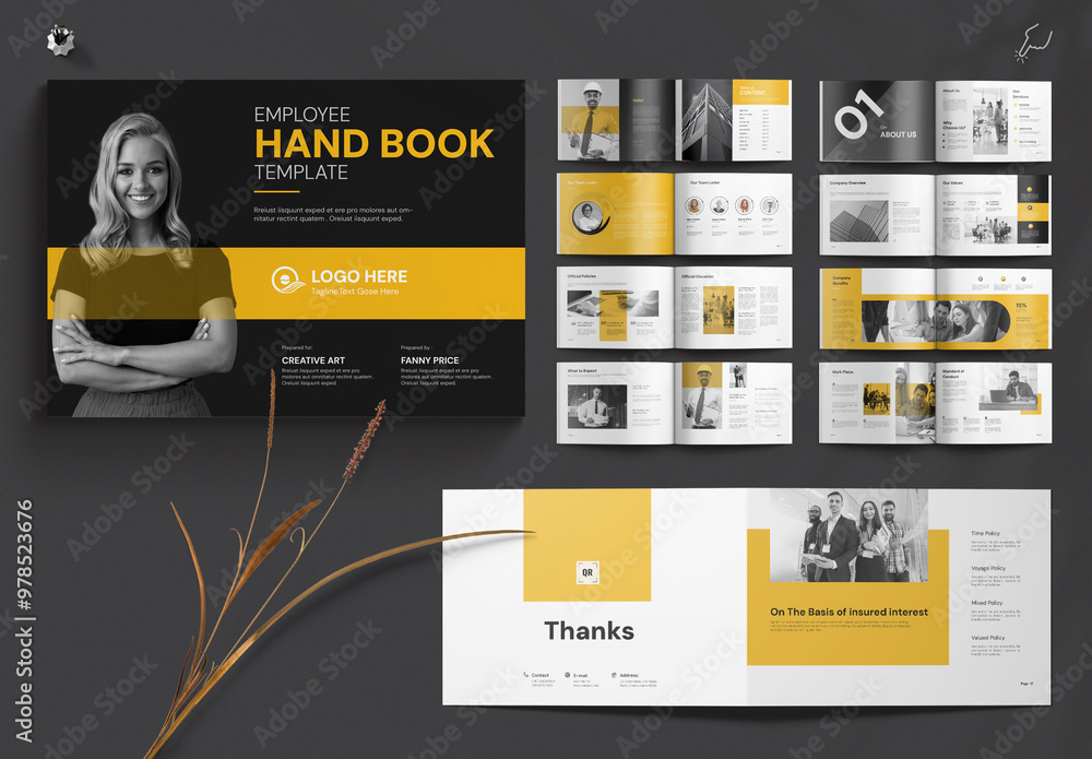 Employee Handbook Template Layout With Yellow Accents Stock Template ...