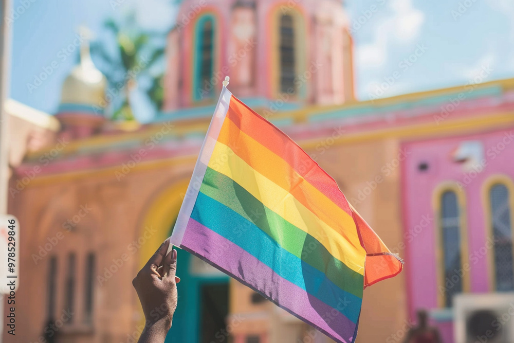 Rainbow LGBTQ gay flag as a symbol of tolerance and reformation in a ...