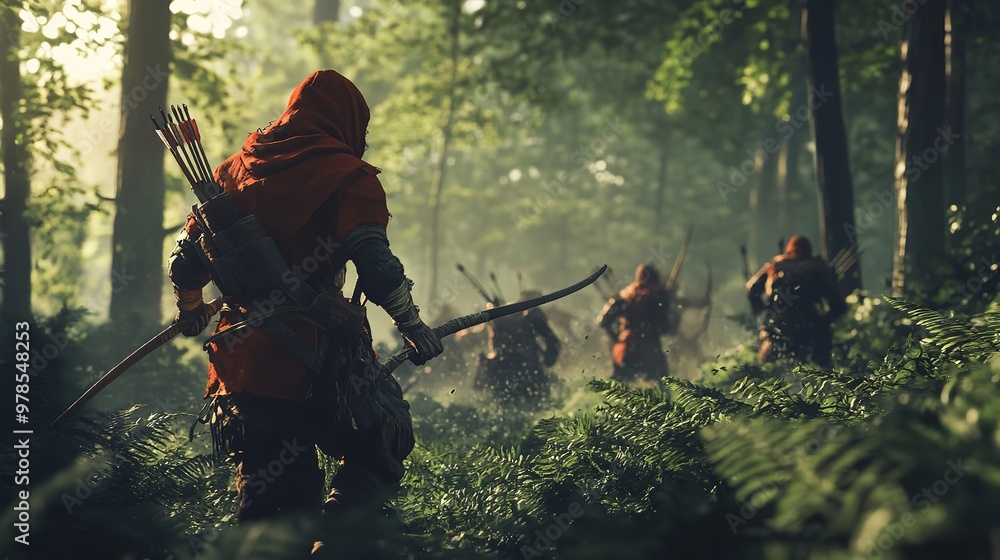 Icon of a mystical elven archer drawing back an enchanted arrow front ...