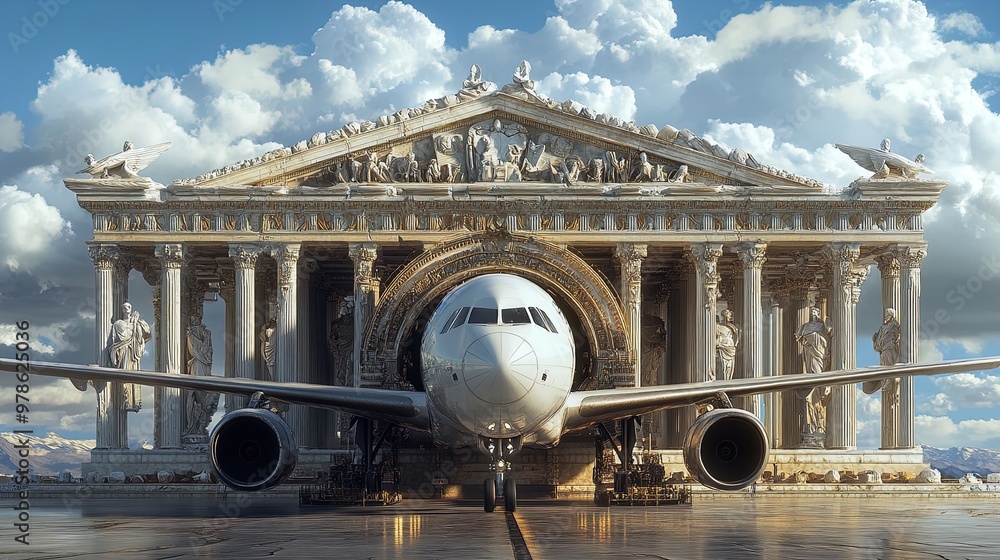 Surreal Poster: Modern Aviation Meets Ancient Greek Architecture - A ...