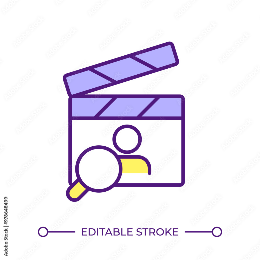 Movie cast RGB color icon. Filming employee. Film clapper, clapperboard ...