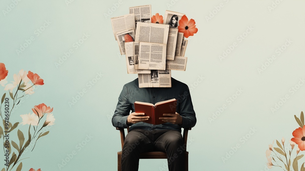 Overwhelmed by Knowledge: A man sits in a chair, overwhelmed by the ...
