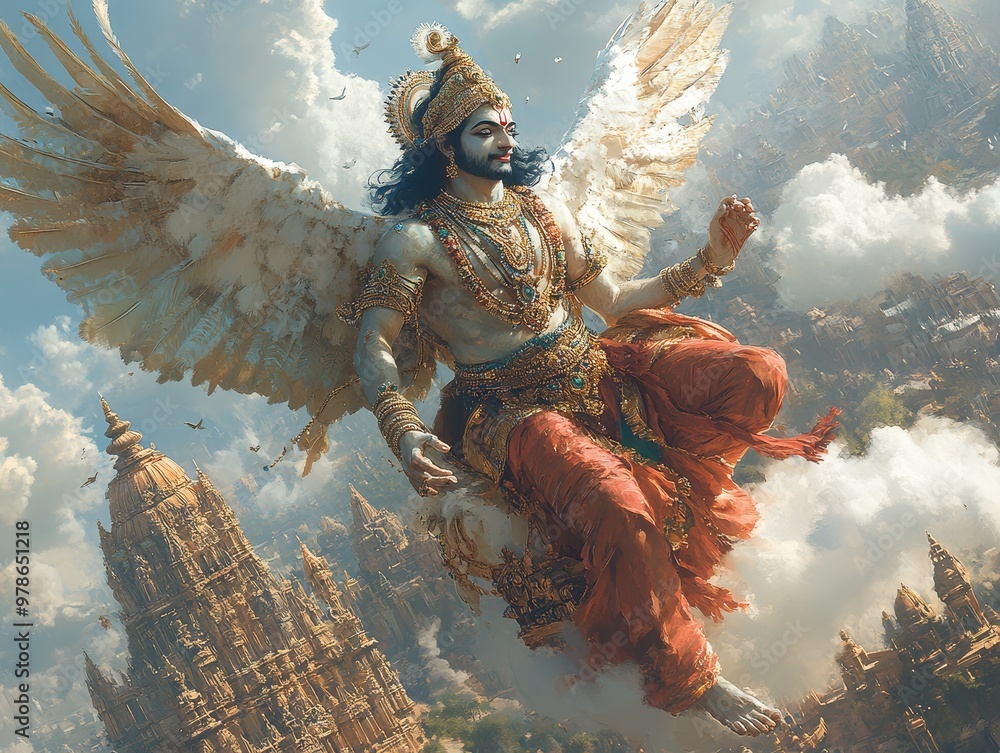 Garuda Hindu Mythology Mythical Creature Wings Deity Flying God Sky ...