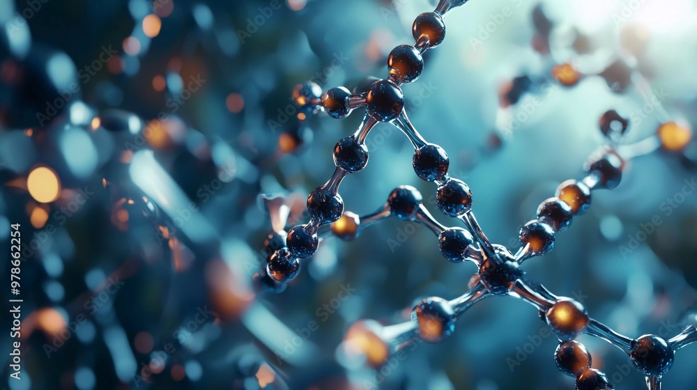 Scientists are experimenting and research with molecule model, DNA ...