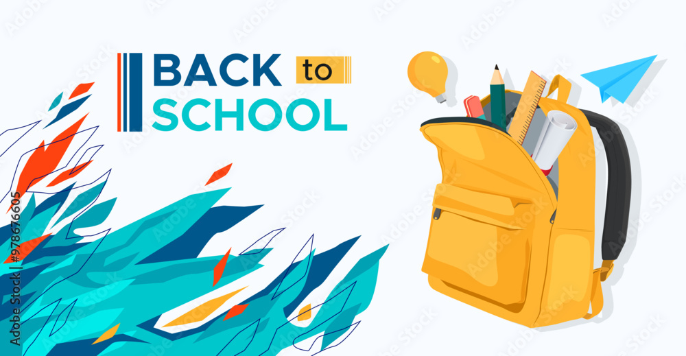 Back to school concept template design. With a linear design style ...