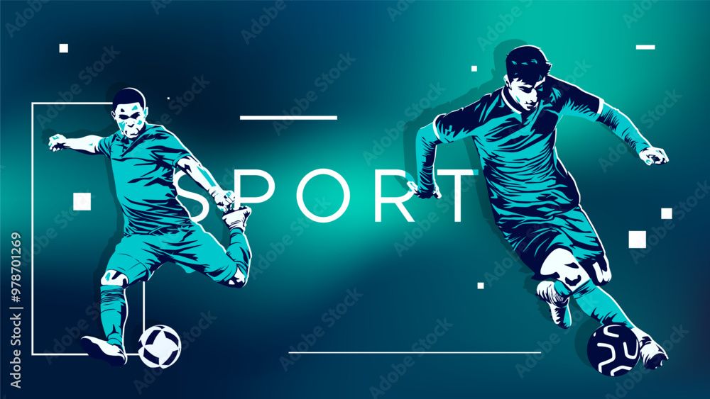 silhouette of soccer athlete. Design with the concept of celebrating ...