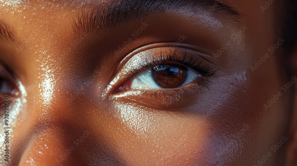 Close-up of skin texture and facial features, highlighting the beauty ...