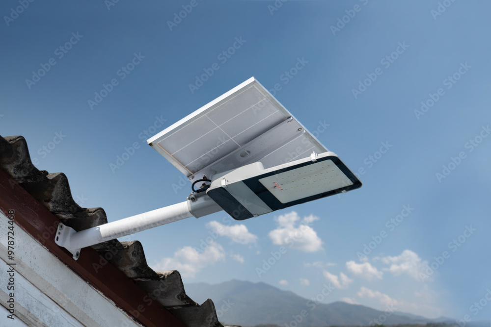 Mini solar cell panel and hd floodlight panal installed together under ...