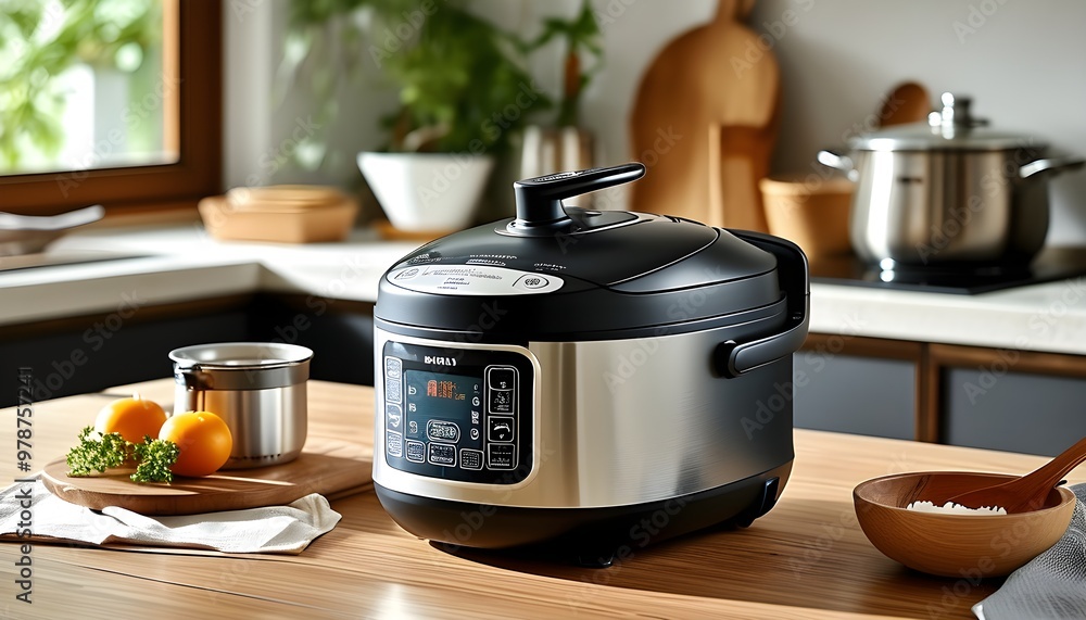 Modern rice cooker showcasing sleek design and practicality for ...