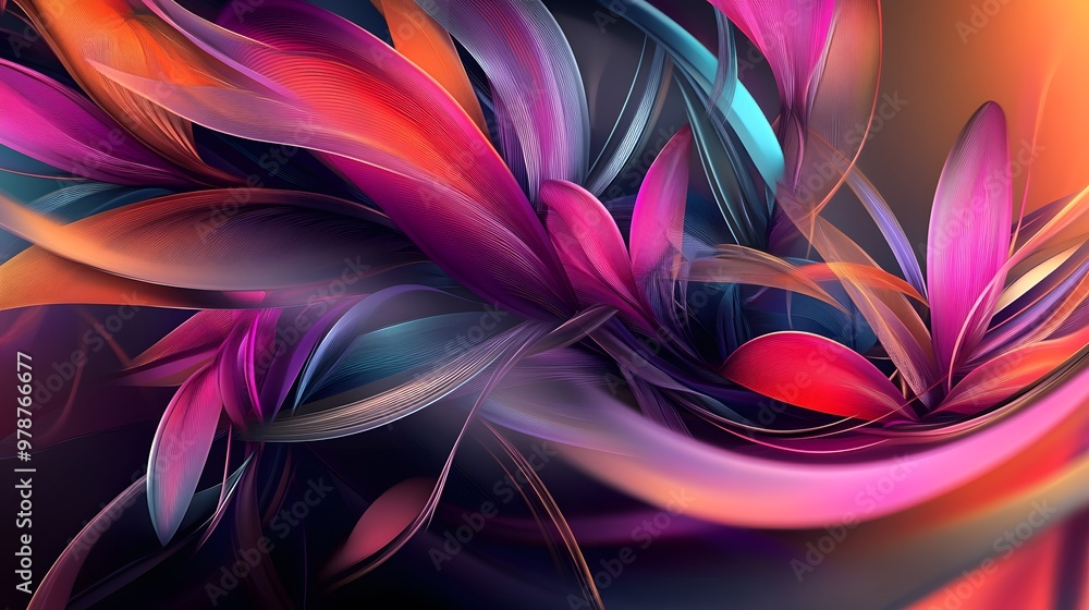 Illustration of a modern 2D background with stylized botanical elements ...