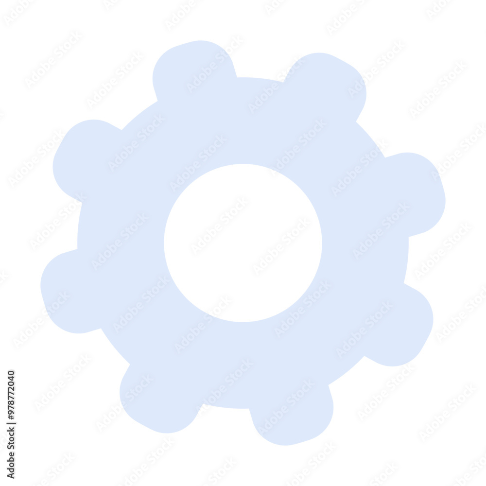 Light blue gear shape with rounded edges on a white background. Ideal ...