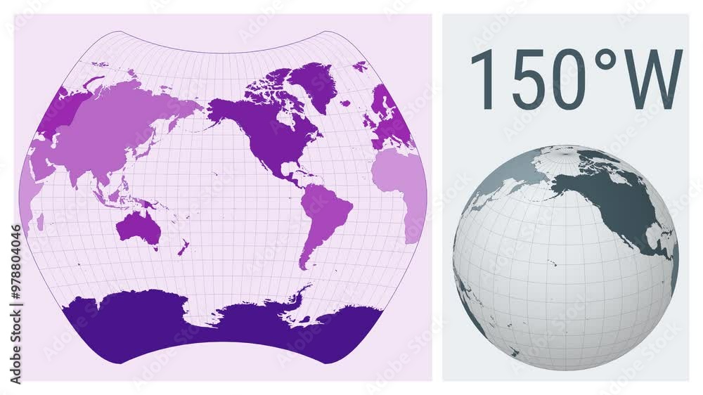 World Map Animation. Larrivee projection. Colored continents style ...