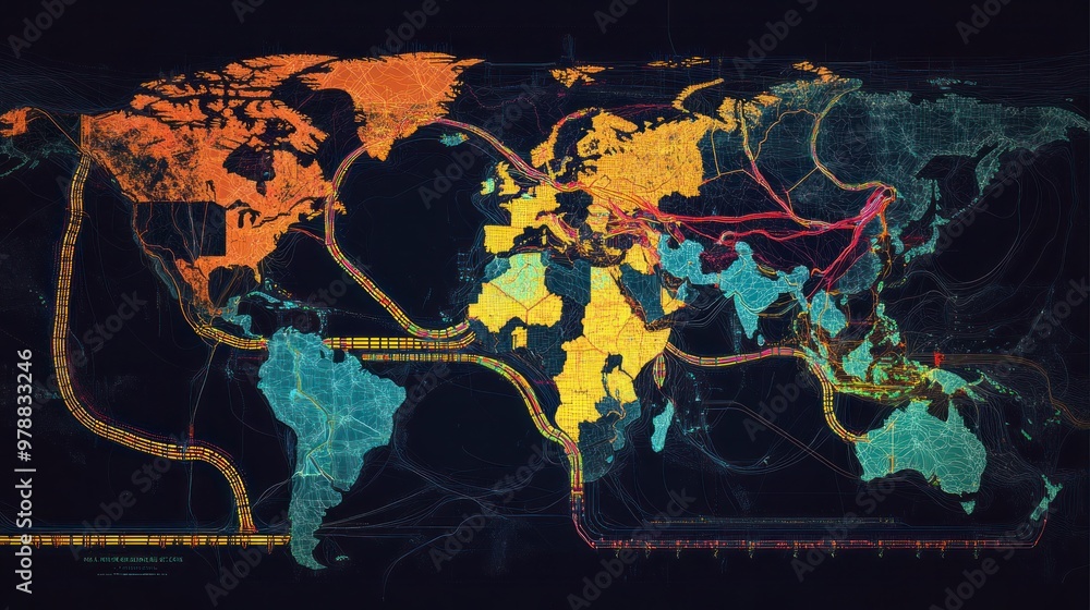 A global fossil fuel transportation map, showing the routes used by ...