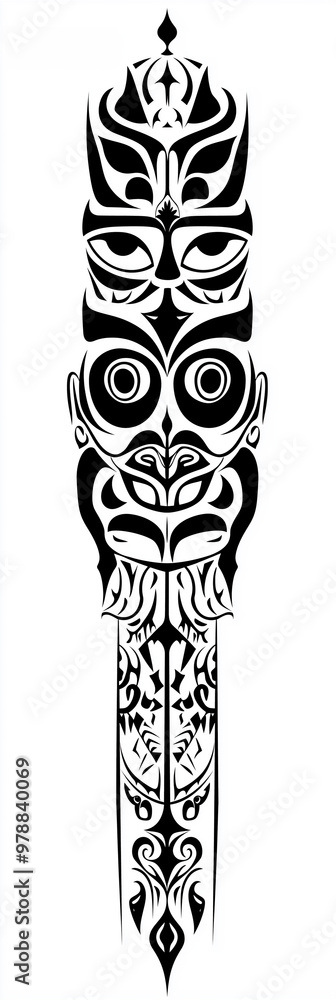 Sleeve tattoo design, Black and white vector tattoo design of a totem ...