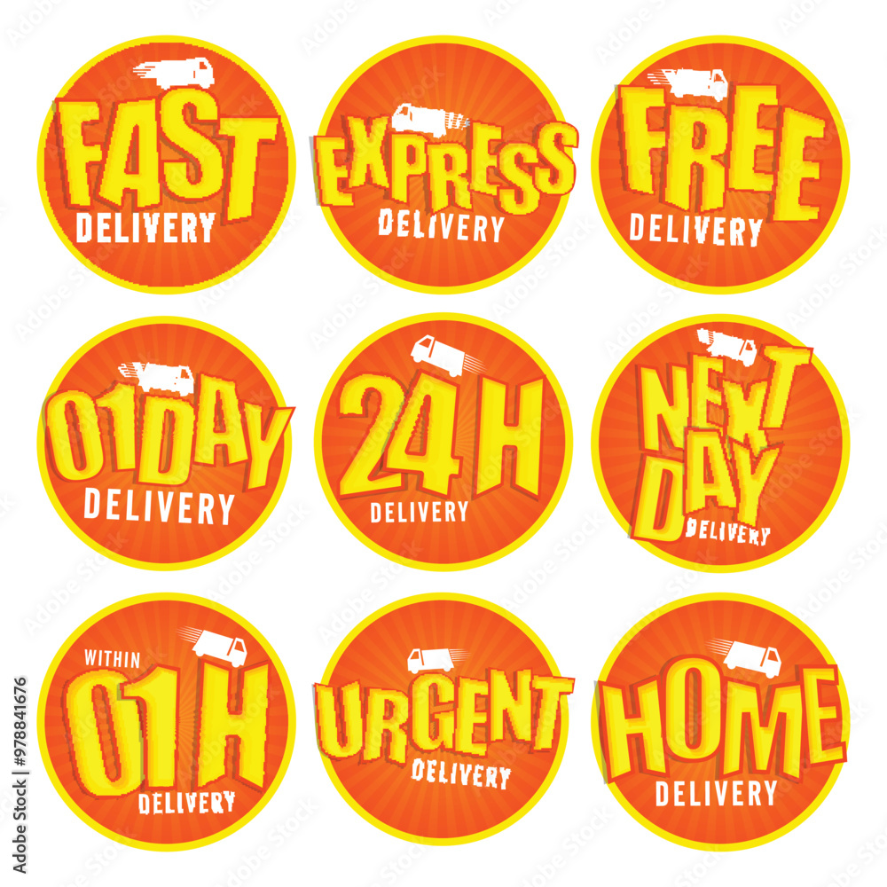 Product Delivery Stickers, Tags, Labels or Badges set, Collection of ...