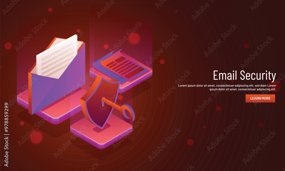 Email Security concept based web template design with illustration of ...