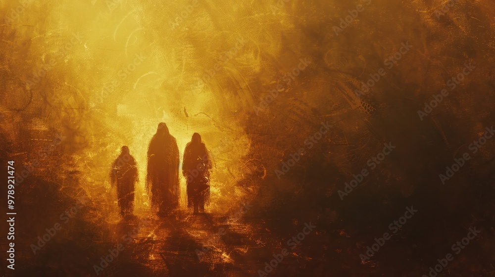Jesus walks with two disciples on the road to Emmaus their hearts ...
