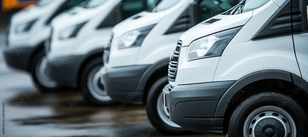 Fleet of White Delivery Vans, Transportation and Logistics Industry ...