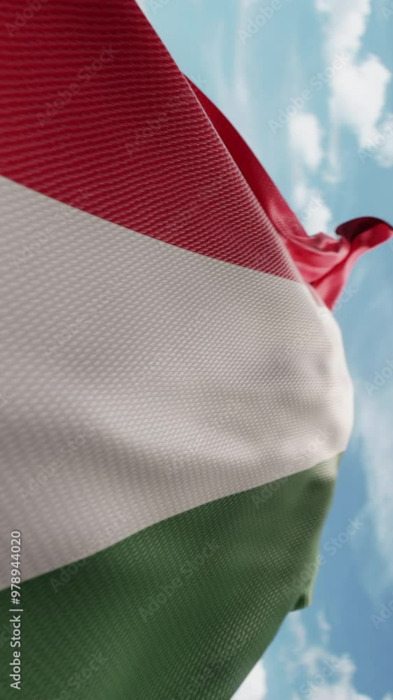 Wavy flag of Hungary blowing in the wind in slow motion. Waving ...