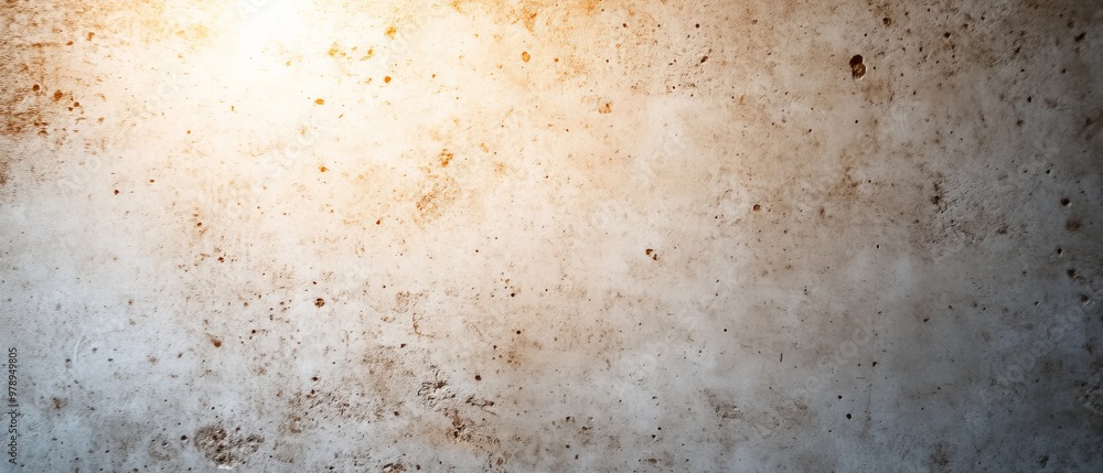 Faded concrete wall, streaks of grime and cracks, gritty industrial ...