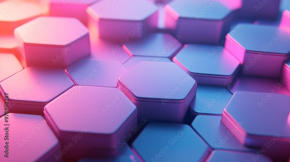 Floating hexagonal objects with soft shadows and smooth transitions in ...