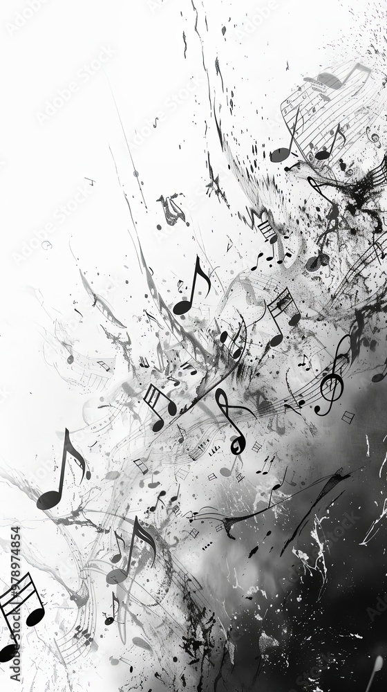 Striking monochrome image featuring a powerful explosion of black and ...