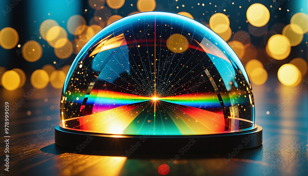 illustrative representation of light refracting into its spectrum in ...