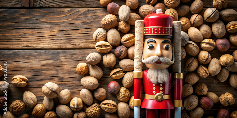 A traditional nutcracker cracking a variety of nuts, nuts, nutcracker ...