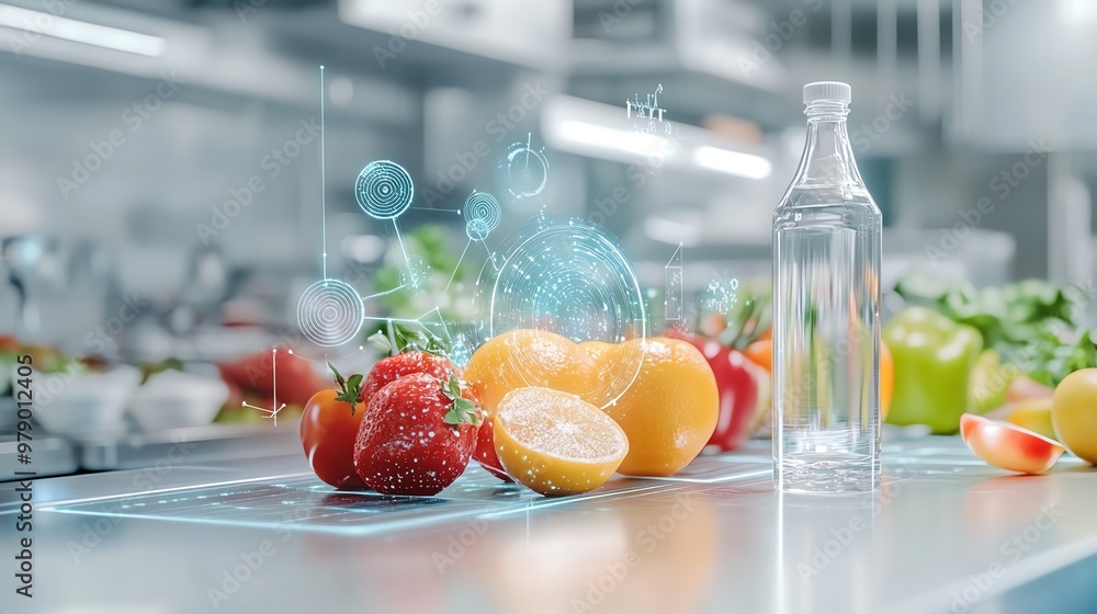 Closeup of digital sensors monitoring food safety in a commercial ...