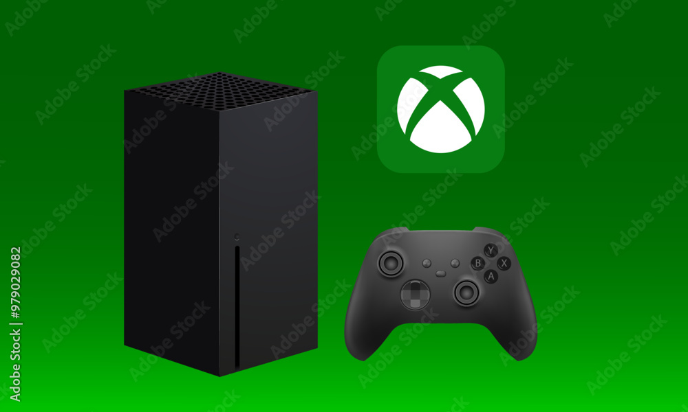 Realistic game console of the new generation Xbox series X in vector ...