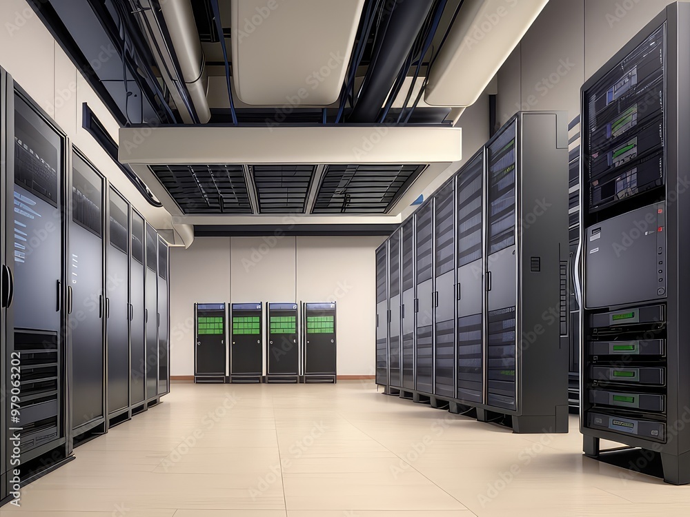 server room with servers Server racks in server room data center server ...