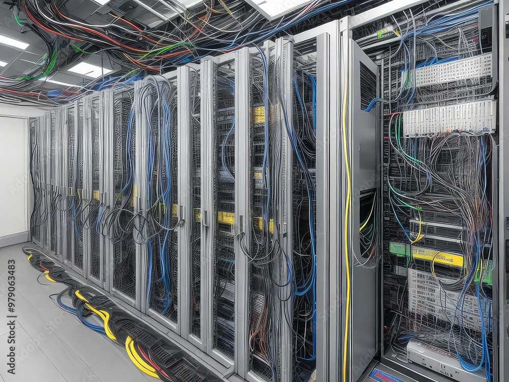 server room with servers Server racks in server room data center server ...