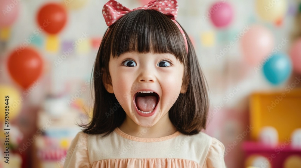 Joyful Child Screaming with Excitement and Pure Joy After Receiving a ...