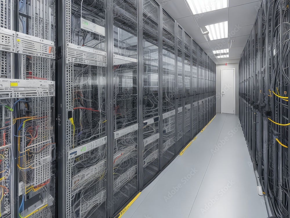 server room with servers Server racks in server room data center server ...