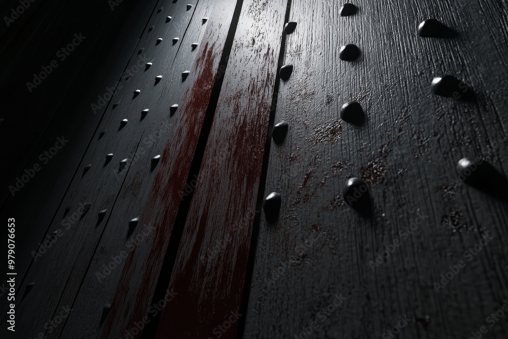 Grungy horror background with dark black corners with dirty grey metal ...