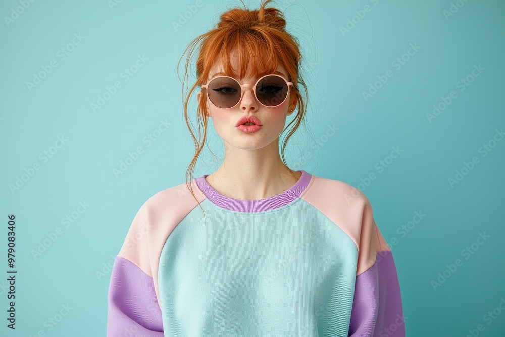 Isolated pastel color photo of flirty girl sending air kisses with her ...