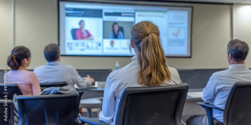 A patient participating in an educational workshop or webinar about ...