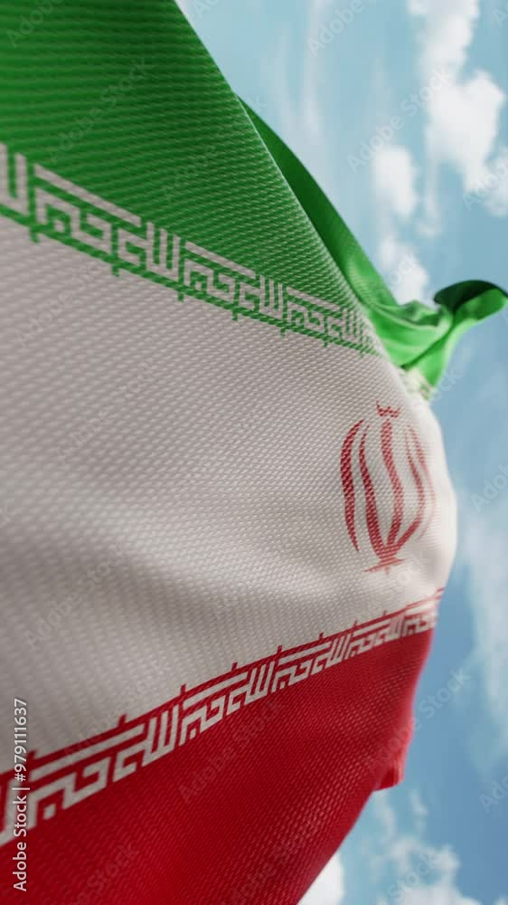 Wavy flag of Iran blowing in the wind in slow motion. Waving colorful ...