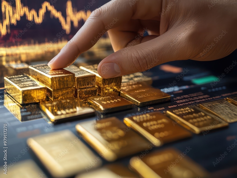 An economist pointing at a graph showing gold price trends with ...