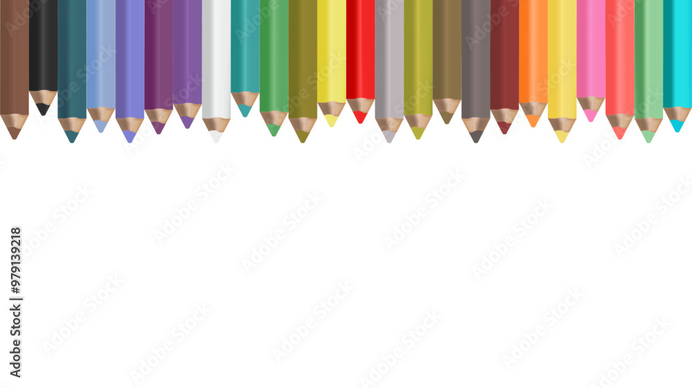 Colored pencils. Home page header template. Used in web design for ...
