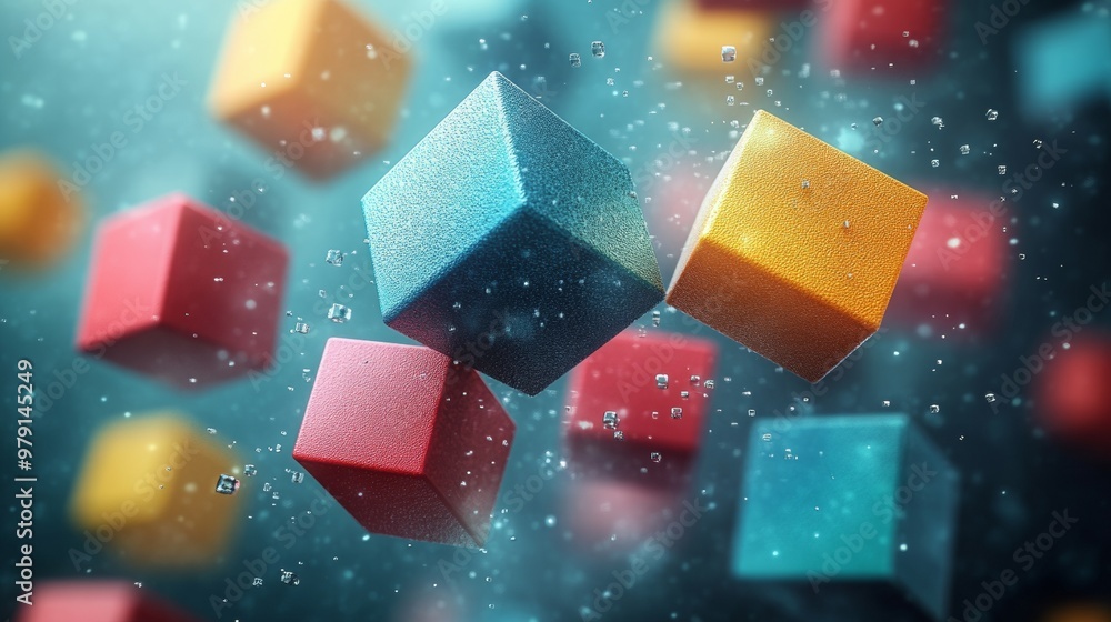modern and minimalism 3d background of a floating cubes that merge ...