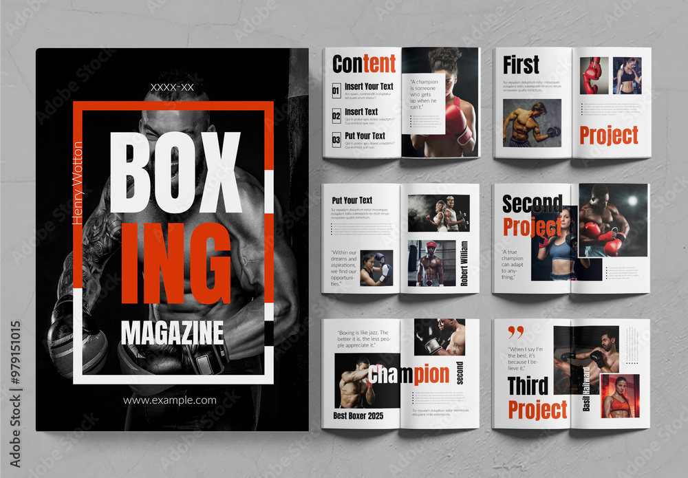 Boxing Magazine Layout Stock Template | Adobe Stock
