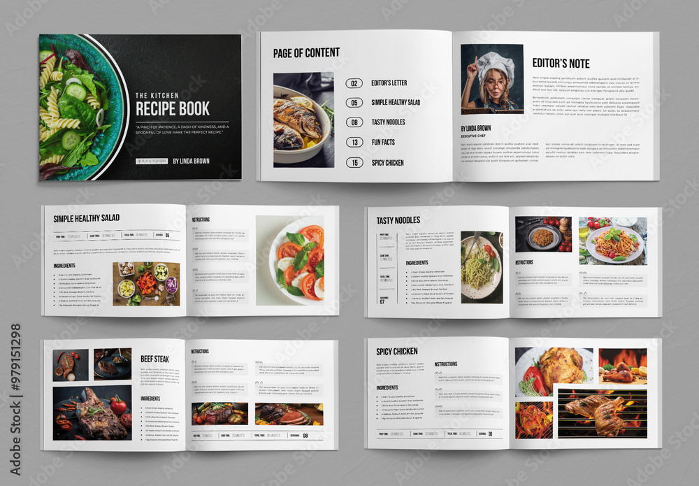 Cookbook Magazine Template Layout Stock Template | Adobe Stock