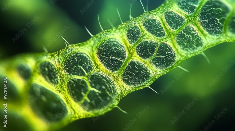 Close-Up of a Plant Stem Under Microscope: Visible Vascular Tissue with ...